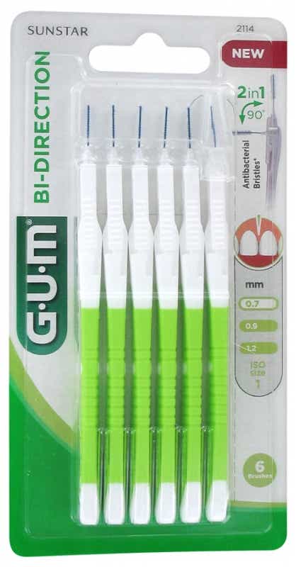 GUM BI DIRECTION BROSSETTES INTERDENTAIRES 2114 07MM 6UNITES ...